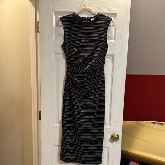 LOFT | Dresses | Loft Black Ruched Sheath Midi Dress | Poshmark